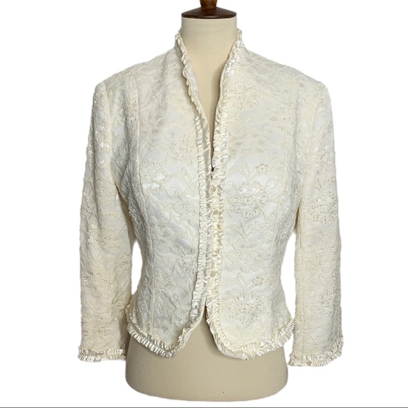 Sandra Darren | Jackets & Coats | Sandra Darren Beaded Lace Light Cream ...